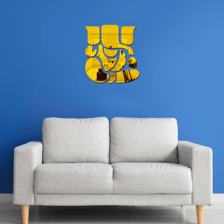 Ganesha Golden Mirror Stickers For Wall - Bikri Kendra
